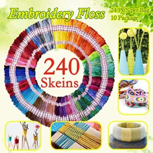 Embroidery Floss 240 skeins 100% Egyptian long-staple cotton Cross Stitch Threads -Friendship Bracelets String -Mercerized Crafts Floss total 1920M 8M/pc 24pcs/bag 10package