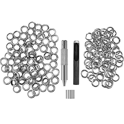 Grommet Tool Kit, Grommet Setting Tool and 100 Sets Grommets Eyelets with Storage Box (1/2 Inch Inside Diameter)