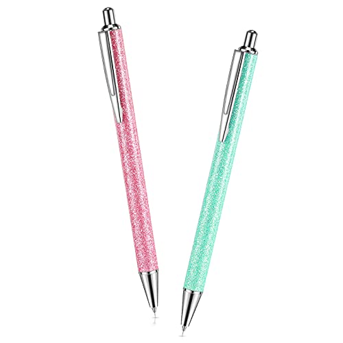 2 Pieces Weeding Pen Vinyl Pen Pin Weeding Tool Fine Point Weeding Tool Glitter Metal Vinyl Air Release or Car Puncturing Installation Retractable Craft Vinyl Tool for DIY (Green, Pink)