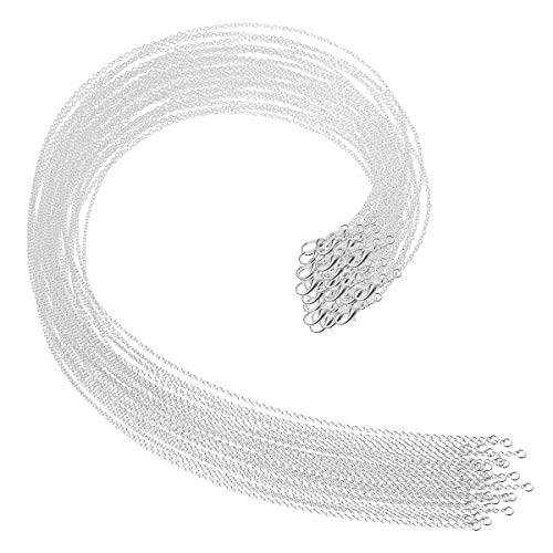 selizo 30 Pack Necklace Chains Bulk for Jewelry Making, Bulk Necklace Chains Silver Plated Cable Chains for Jewelry Making, 1.2 mm (18 Inches)