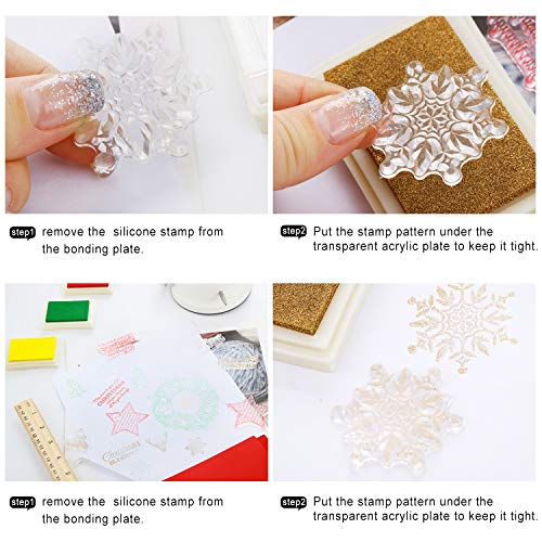 4 Sheets Words Clear Stamp Silicone Stamp Cards with Sentiments, Greeting Words Pattern for Thanksgiving Christmas Holiday Card Making and DIY Scrapbooking Journaling