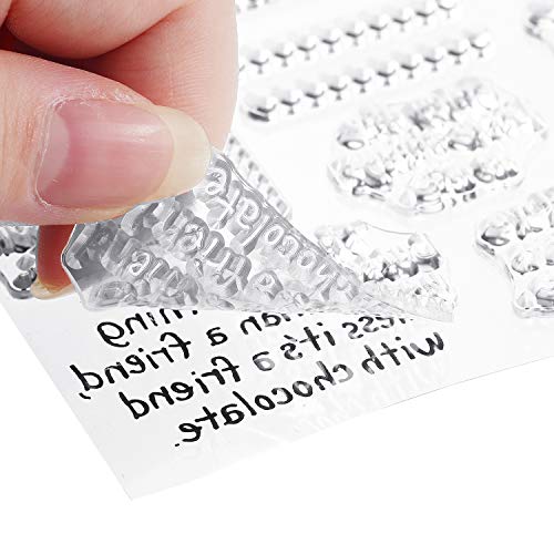 4 Sheets Words Clear Stamp Silicone Stamp Cards with Sentiments, Greeting Words Pattern for Thanksgiving Christmas Holiday Card Making and DIY Scrapbooking Journaling