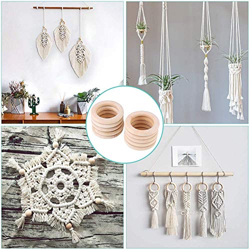 100 PCS 5 Sizes Natural Wood Rings, Unfinished Smooth Wooden Ring, Wood Circles forCraft, Ring Pendant and Connectors Jewelry Making (100pcs-5 Sizes)