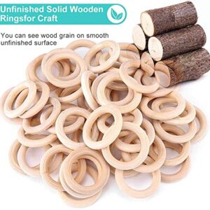 100 PCS 5 Sizes Natural Wood Rings, Unfinished Smooth Wooden Ring, Wood Circles forCraft, Ring Pendant and Connectors Jewelry Making (100pcs-5 Sizes)