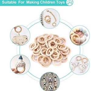 100 PCS 5 Sizes Natural Wood Rings, Unfinished Smooth Wooden Ring, Wood Circles forCraft, Ring Pendant and Connectors Jewelry Making (100pcs-5 Sizes)