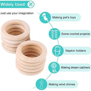 100 PCS 5 Sizes Natural Wood Rings, Unfinished Smooth Wooden Ring, Wood Circles forCraft, Ring Pendant and Connectors Jewelry Making (100pcs-5 Sizes)