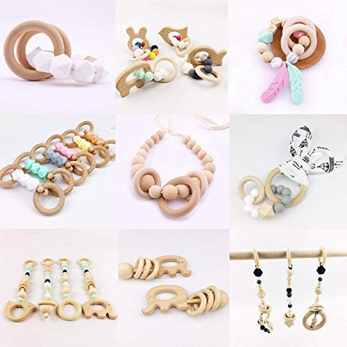 100 PCS 5 Sizes Natural Wood Rings, Unfinished Smooth Wooden Ring, Wood Circles forCraft, Ring Pendant and Connectors Jewelry Making (100pcs-5 Sizes)