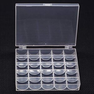 Bobbin Box，Machine Bobbin Organizer Plastic Case，Transparent 25 Slots Empty Bobbins Spools Box，Sewing Craft Plastic Case Storage Box for Sewing Machine (2-Pack)