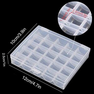 Bobbin Box，Machine Bobbin Organizer Plastic Case，Transparent 25 Slots Empty Bobbins Spools Box，Sewing Craft Plastic Case Storage Box for Sewing Machine (2-Pack)