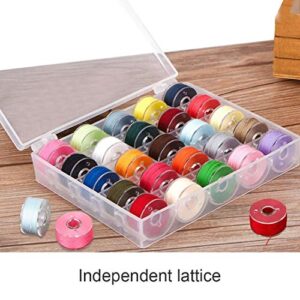 Bobbin Box，Machine Bobbin Organizer Plastic Case，Transparent 25 Slots Empty Bobbins Spools Box，Sewing Craft Plastic Case Storage Box for Sewing Machine (2-Pack)