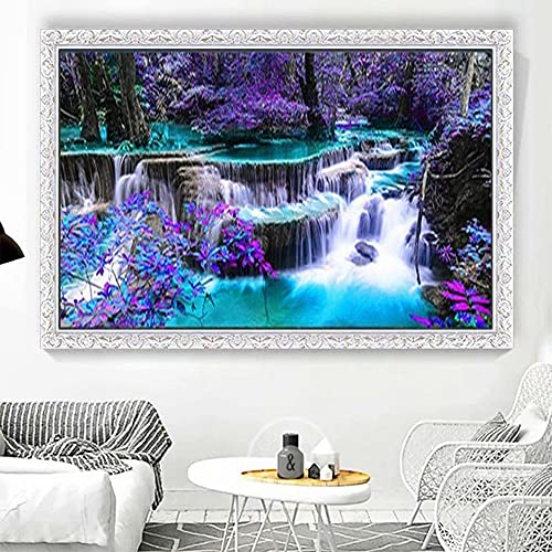 DIY 5D Diamond Painting Kits for Adults Waterfall Embroidery Full Round Drill Large Size(31.5x11.8 inch) Diamond Crystal Gem Arts Painting Craft for Home Wall Decor