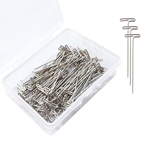 T Pins, 100 Pack 1.5 inch T-Pins, T Pins for Blocking Knitting, Wig Pins, T Pins for Wigs, Wig Pins for Foam Head, T Pins for Sewing, Wig T Pins, Blocking Pins, T Pins for Office Wall 38mm/1.5inch