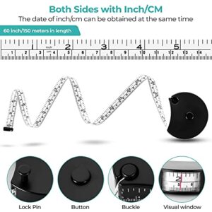 Automatic Telescopic Tape Measure, Soft Measuring Tape for Body Measurements, Weight Loss, Fitness, Muscle Gain. Lock Pin, Retractable Button, Measures Body Part Circumferences, 60Inch / 150cm