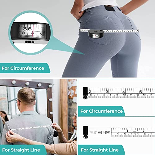 Automatic Telescopic Tape Measure, Soft Measuring Tape for Body Measurements, Weight Loss, Fitness, Muscle Gain. Lock Pin, Retractable Button, Measures Body Part Circumferences, 60Inch / 150cm