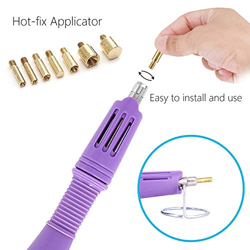 Hotfix Applicator, 7-in-1 Hot Fix Rhinestone Applicator Wand Setter Tool Kit with 7 Tips, 2 Pencils and Tweezers