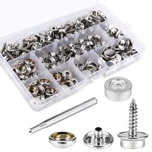 CENOZ 150 PCS Canvas Snap Kit Tool, Metal Screws Snaps Marine Grade 3/8" Socket Stainless Steel Boat Canvas Snaps with 2 PCS Setting Tool for Boat Cover Furniture (150 PCS)