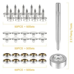 CENOZ 150 PCS Canvas Snap Kit Tool, Metal Screws Snaps Marine Grade 3/8" Socket Stainless Steel Boat Canvas Snaps with 2 PCS Setting Tool for Boat Cover Furniture (150 PCS)