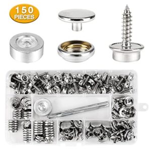 CENOZ 150 PCS Canvas Snap Kit Tool, Metal Screws Snaps Marine Grade 3/8" Socket Stainless Steel Boat Canvas Snaps with 2 PCS Setting Tool for Boat Cover Furniture (150 PCS)