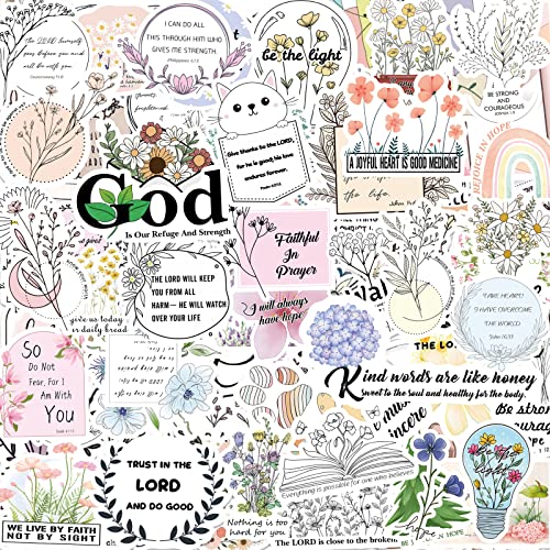 118pcs Inspired Christian Stickers, Bible Verse Stickers, Blossoms Stickers Perfect for Water Bottle Laptop Scrapbooking Decals Christian Gifts Bible Journaling Supplies