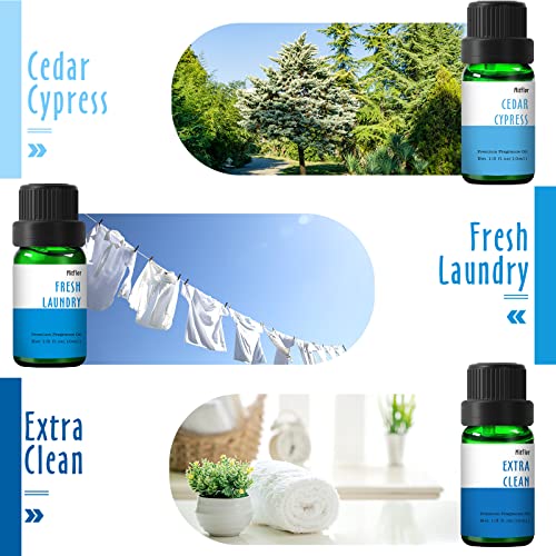 Fragrance Oil, MitFlor Clean Set of 6 Premium Scented Oils, Soap & Candle Making Scents, Refreshing Clean Essential Oils for Diffusers for Home, Cedar Cypress, Pure Soap, Fresh Linen & More