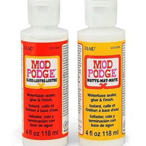 Mod Podge Decoupage Starter Kit, Gloss and Matte Medium with 3 Pixiss Foam Brushes, Waterproof for Puzzles, Wood and More