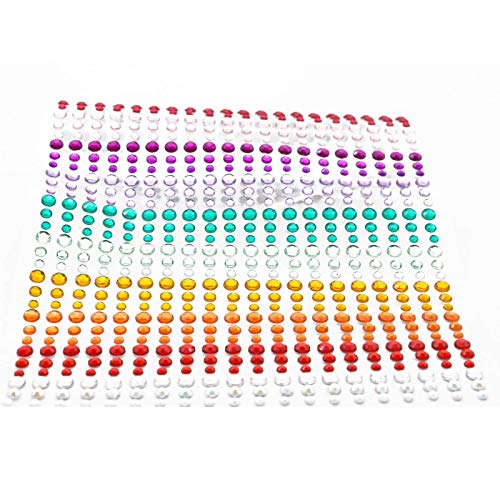 Self-Adhesive Rhinestone Stickers,15 Colors 900pcs,DIY Face Gems Body Stickers Nail Makeup 3mm 4mm 5mm Festival Carnival Embellishments for Crafts