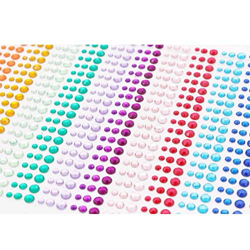 Self-Adhesive Rhinestone Stickers,15 Colors 900pcs,DIY Face Gems Body Stickers Nail Makeup 3mm 4mm 5mm Festival Carnival Embellishments for Crafts