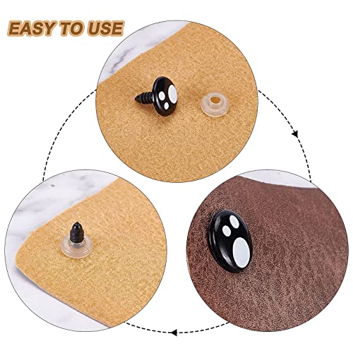 PH PandaHall Resin Safety Eyes, 100pcs 5 Size Craft Eyes Black Stuffed Crochet Eyes Kawaii Eyes with 100pcs Washers for Teddy Bear, Amigurumi Craft, Puppet, Plush Animal Making (8/ 10/ 12/ 14/ 16mm)