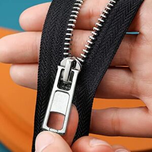 Zipper Repair Kit (52 Pcs), Universal #5 Zipper Replacement Slider Kit, Zipper Pull Replacement, Zipper Fix Repair Kit for Jackets, Coats, Boot, Backpack, Hoodie, Metal, Plastic & Nylon Coil Zippers