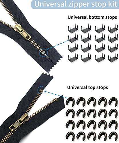 Zipper Repair Kit (52 Pcs), Universal #5 Zipper Replacement Slider Kit, Zipper Pull Replacement, Zipper Fix Repair Kit for Jackets, Coats, Boot, Backpack, Hoodie, Metal, Plastic & Nylon Coil Zippers