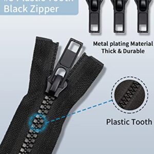 Zipper Repair Kit (52 Pcs), Universal #5 Zipper Replacement Slider Kit, Zipper Pull Replacement, Zipper Fix Repair Kit for Jackets, Coats, Boot, Backpack, Hoodie, Metal, Plastic & Nylon Coil Zippers