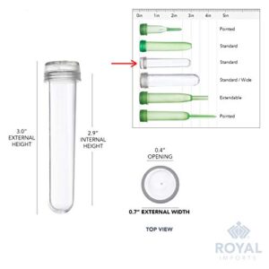 Floral Water Tubes/Vials for Flower Arrangements by Royal Imports, Clear - 3" (1/2" Opening) - Standard - 100/Pack - w/Caps