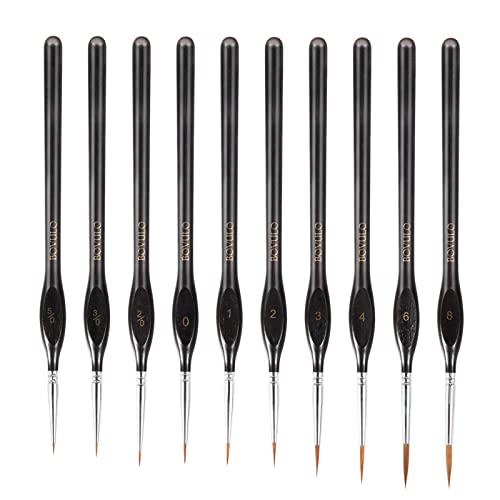 10PCS Detail Paint Brush Set - Durable Miniature Painting Brushes, Micro Paint Brushes for Warhammer 40k Miniature Figure, Model Painting, Fine Detailing, Art Painting by BOVULO