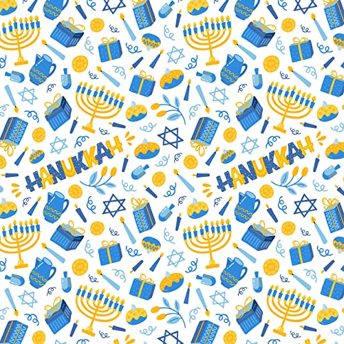 The Dreidel Company Happy Hanukkah Gift-Wrap Chanukah 17.5" in. X 180" in. Each (Happy Hanukkah 4 Roll Variety Pack)