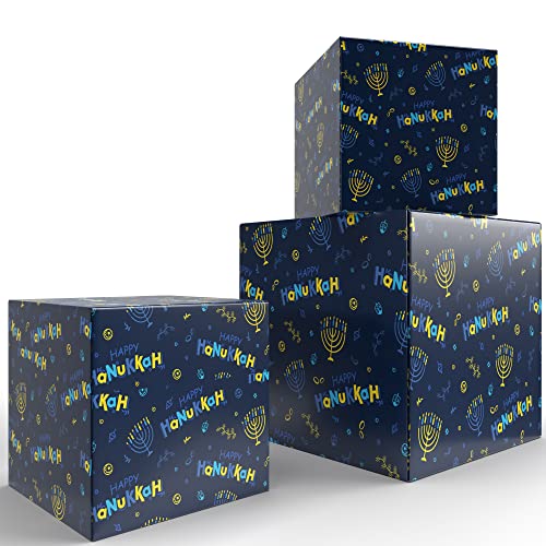 The Dreidel Company Happy Hanukkah Gift-Wrap Chanukah 17.5" in. X 180" in. Each (Happy Hanukkah 4 Roll Variety Pack)