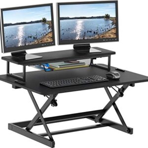 SHW 36-Inch Height Adjustable Standing Desk Sit to Stand Riser Converter Workstation, Black