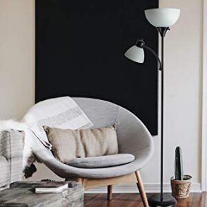 Newhouse Lighting NHFL-WI-BK Torchiere William 71 inch Modern Standing Daughter Floor Lamp, Perfect Light for Bedrooms, Living Room, Office, Reading, Mother-Son Black