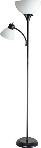 Newhouse Lighting NHFL-WI-BK Torchiere William 71 inch Modern Standing Daughter Floor Lamp, Perfect Light for Bedrooms, Living Room, Office, Reading, Mother-Son Black