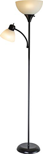 Newhouse Lighting NHFL-WI-BK Torchiere William 71 inch Modern Standing Daughter Floor Lamp, Perfect Light for Bedrooms, Living Room, Office, Reading, Mother-Son Black