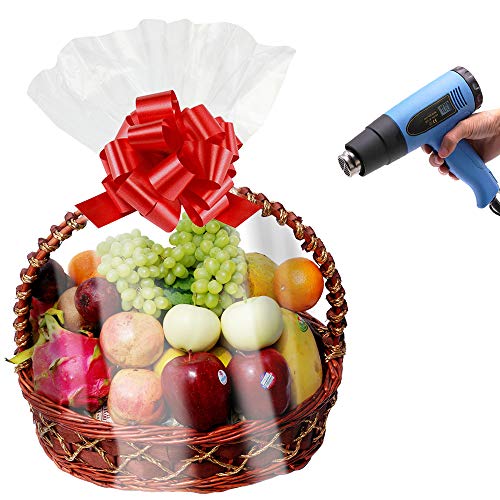 Shrink Wrap Bags for Gift Baskets, 24x30 inches Clear PVC Heat Gift Basket Shrink Bags 10Pack