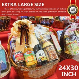 Shrink Wrap Bags for Gift Baskets, 24x30 inches Clear PVC Heat Gift Basket Shrink Bags 10Pack