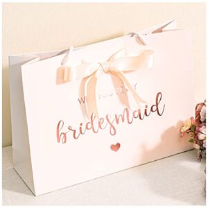 crisky will you be my bridesmaid gift bags, bridesmaid proposal bags bridesmaid gift rose gold, 1 maid of honor & 6 bridesmaid