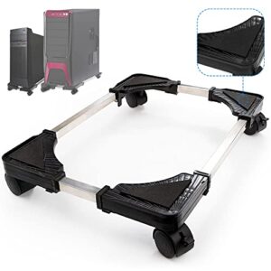 computer tower stand cpu holder stand with 4 mute caster wheels，cpu stand for gaming pc,suitable for most pc brackets on the carpet floor (black) (black)