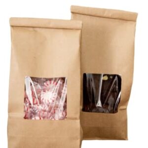 Kraft Tin Tie Poly-Lined Bags Coffee Bags Reclosable Tin Tie Bags with Window - 1Lb - 50 Pack