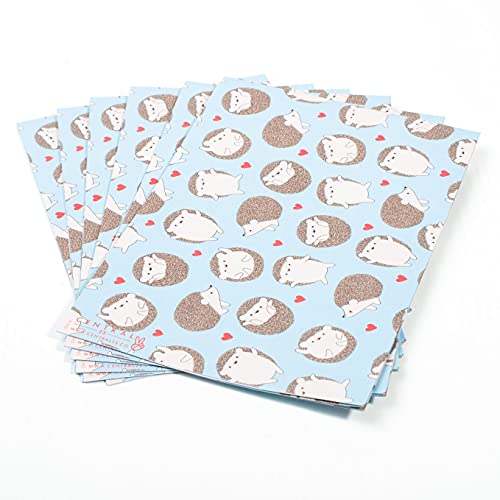 CENTRAL 23 - Wrapping Paper for Kids - Boys - Girls - Blue GiftWrap - Hedgehog and Hearts - Birthday Wrapping Paper - Recyclable