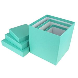 Homeford Robin's Egg Blue Nested Square Gift Boxes With Ribbon, 5, 6 and 7-Inch, 3-Piece