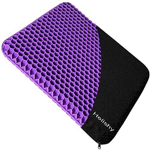 Gel Enhanced Seat Cushion - Double Thick Orthopedic Seat Cushion with Non-Slip Cover - Office Chair Car Seat Cushion - Tailbone Cushion - Coccyx Cushion - Sciatica Pillow for Sitting