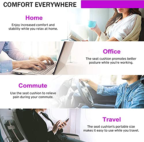 Gel Enhanced Seat Cushion - Double Thick Orthopedic Seat Cushion with Non-Slip Cover - Office Chair Car Seat Cushion - Tailbone Cushion - Coccyx Cushion - Sciatica Pillow for Sitting