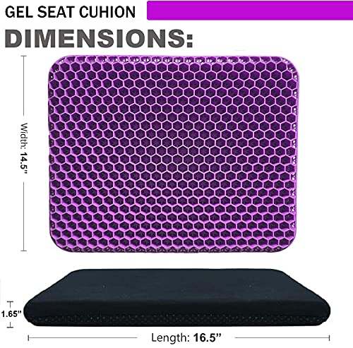 Gel Enhanced Seat Cushion - Double Thick Orthopedic Seat Cushion with Non-Slip Cover - Office Chair Car Seat Cushion - Tailbone Cushion - Coccyx Cushion - Sciatica Pillow for Sitting