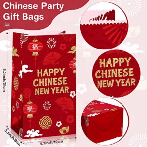 28 Pack 2023 Chinese New Year Party Supplies Lunar New Year Party Present Bags Spring Festival Red Paper Treat Goodie Candy Favor Bags for Year of The Rabbit New Year Party Decorations